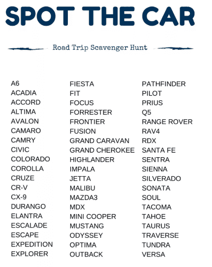 Road Trip Scavenger Hunts
